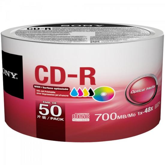 CD-R Bulk Printable 80min 700MB 48x 50CDQ80FBZ2LA SONY - Mundomax