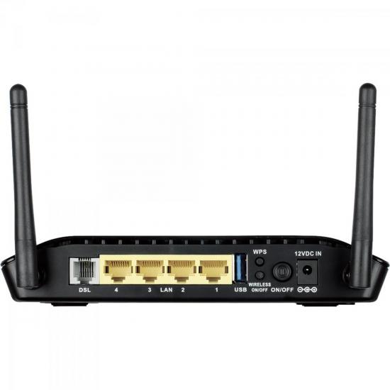 Modem Roteador ADSL2+ WiFi 300Mbps DSL-2750E Preto D-LINK - Mundomax