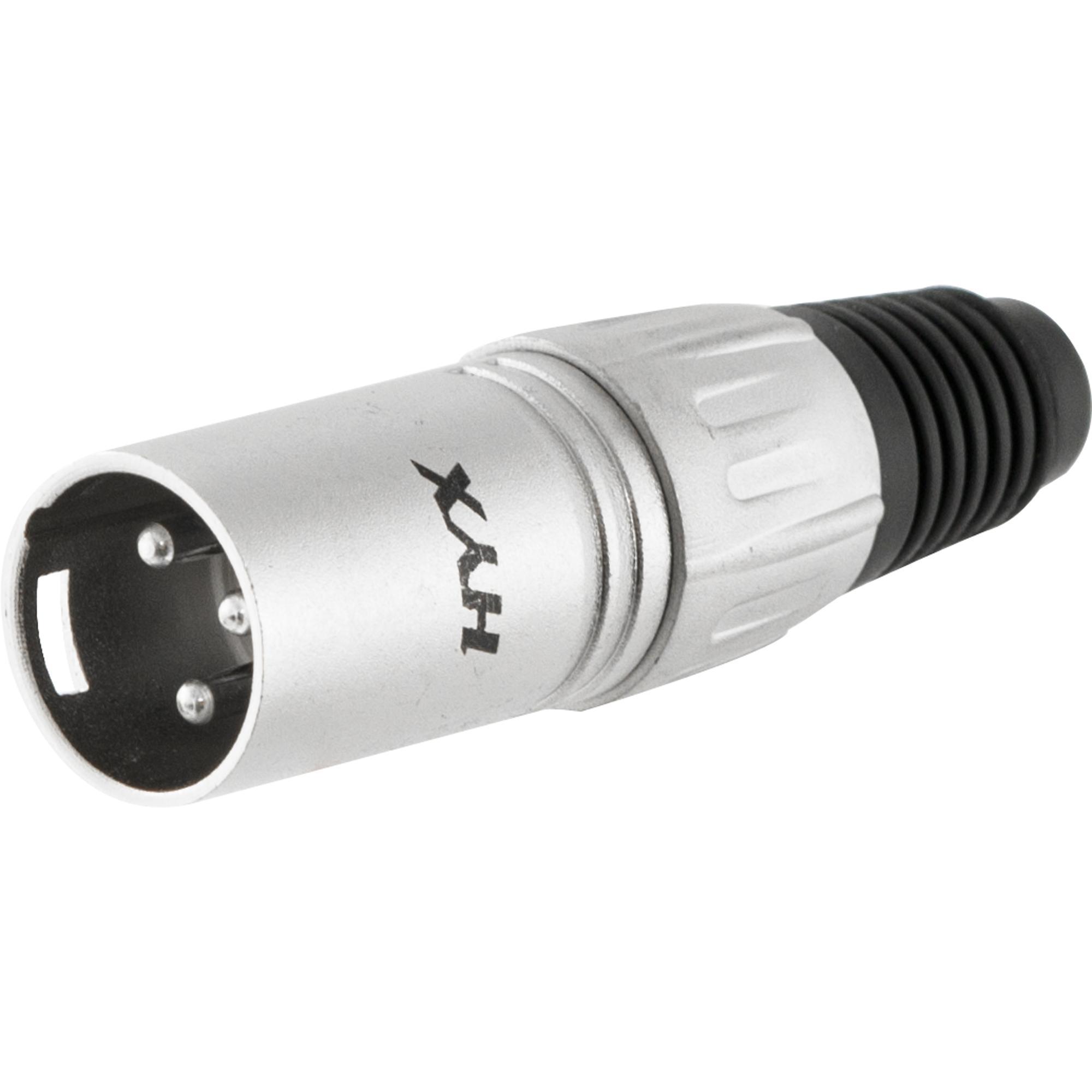 Conector XLR Macho 3 Pólos Niquelado HX001M HYX - Mundomax