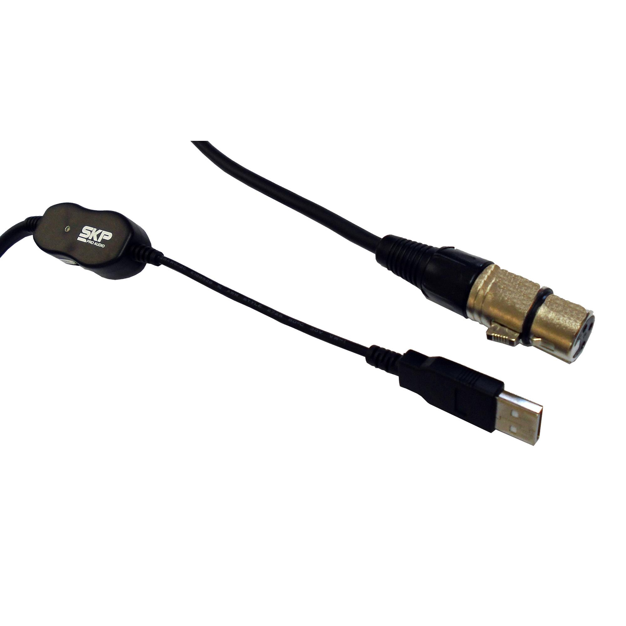 Cabo para Microfone XLR(F) x USB USBXLR Preto SKP - Mundomax