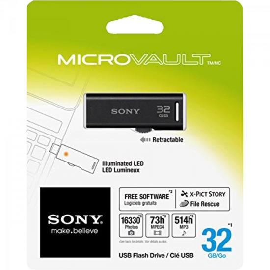 Pen Drive 32GB Flash USB USM32GR/BM Preto SONY - Mundomax