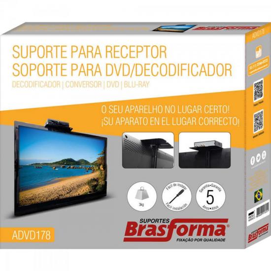 Suporte de Parede Para DVD ADVD1786X5 Preto BRASFORMA - Mundomax