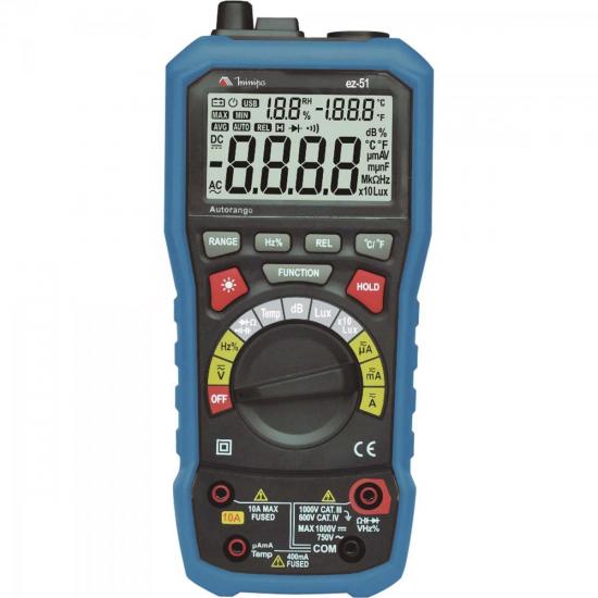 Multímetro 5 em 1 EZ-51 Cinza/Azul MINIPA - Mundomax