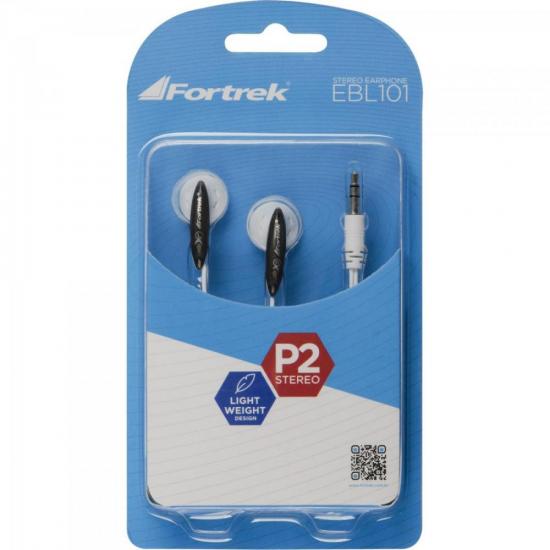 Fone de Ouvido EBL-101 Branco/Preto FORTREK - Mundomax