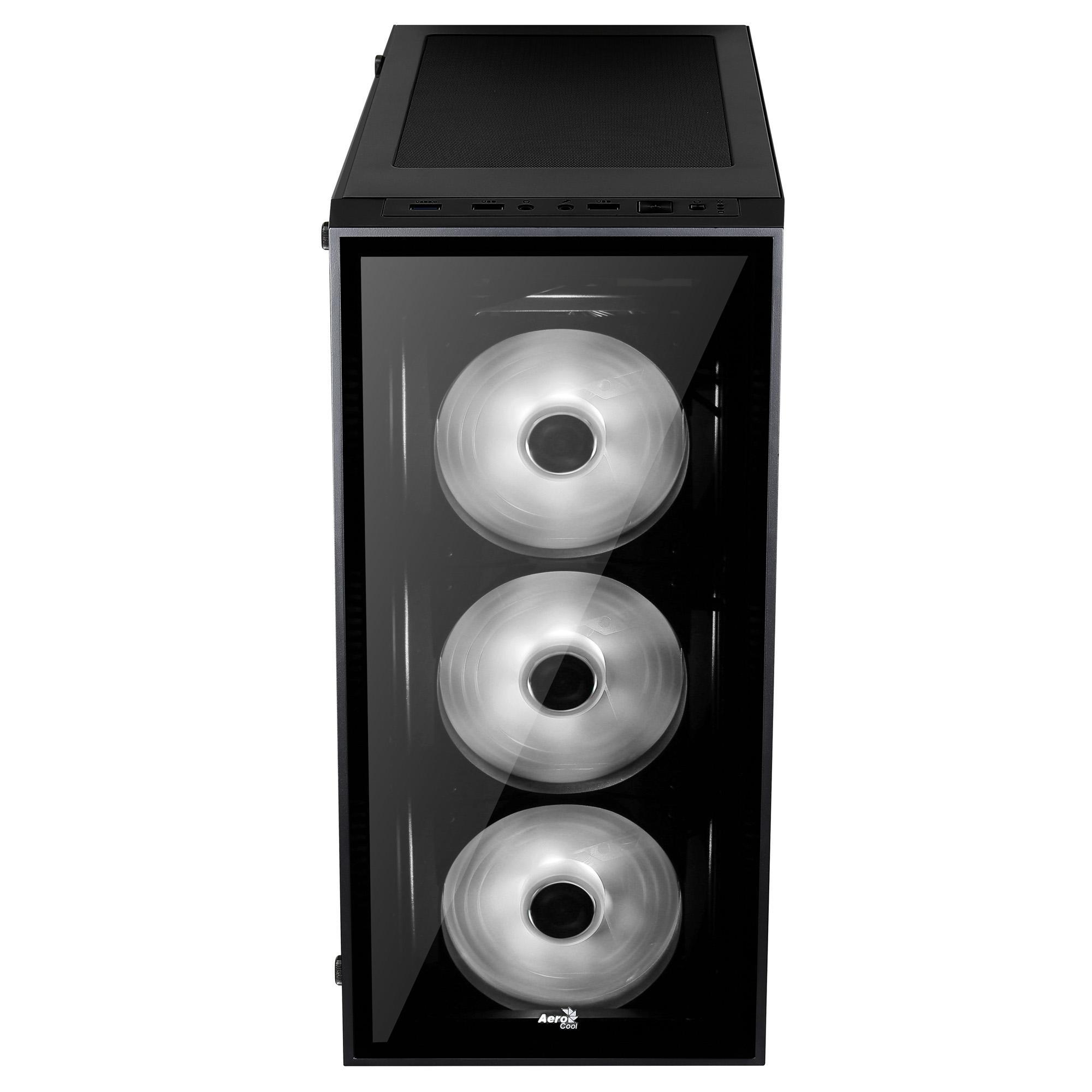 Gabinete Mid Tower ATX QUARTZ RGB Preto AEROCOOL - Mundomax