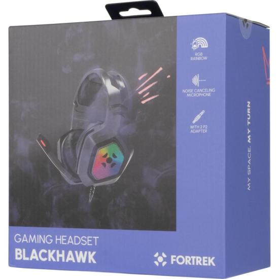 Headset Gamer Fortrek Black Hawk P2 + USB RGB Preto - Fortrek