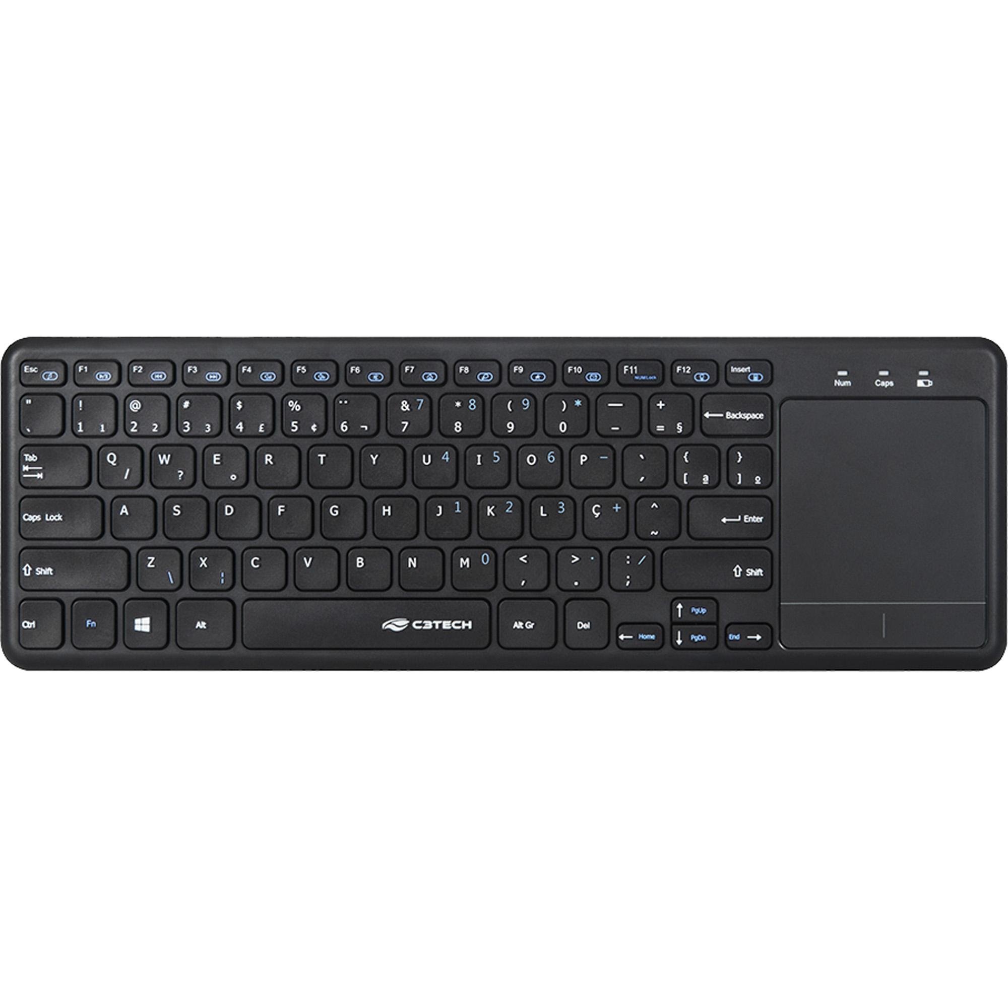 Teclado com Mouse Touch sem Fio KW-T100 Preto C3TECH - Mundomax
