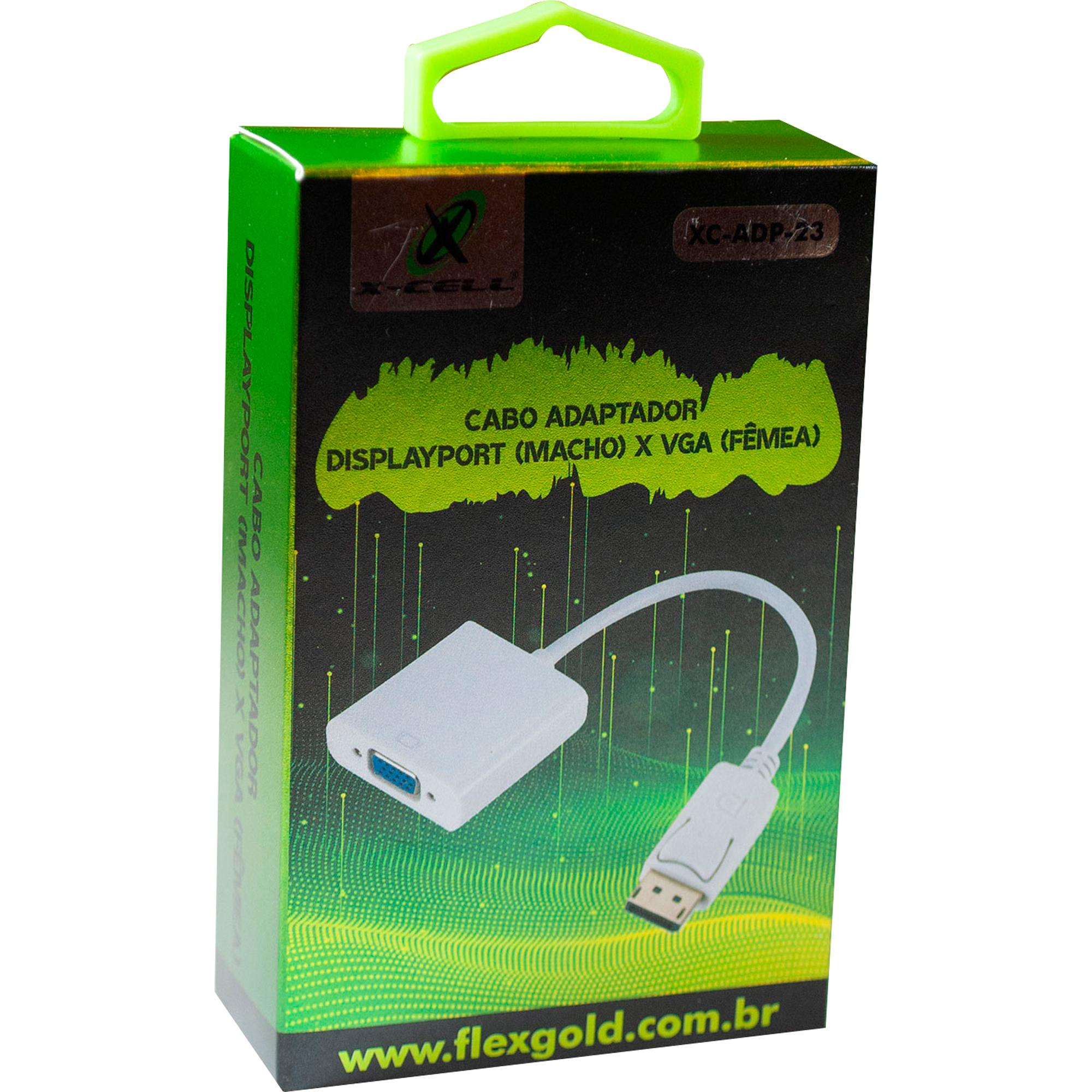Cabo Adaptador DisplayPort Para VGA Branco Flex - Mundomax