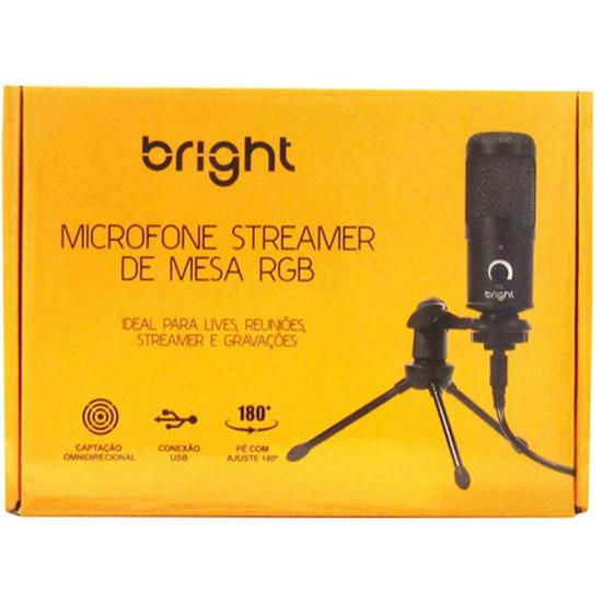 Microfone De Mesa Bright Streamer RGB - Mundomax