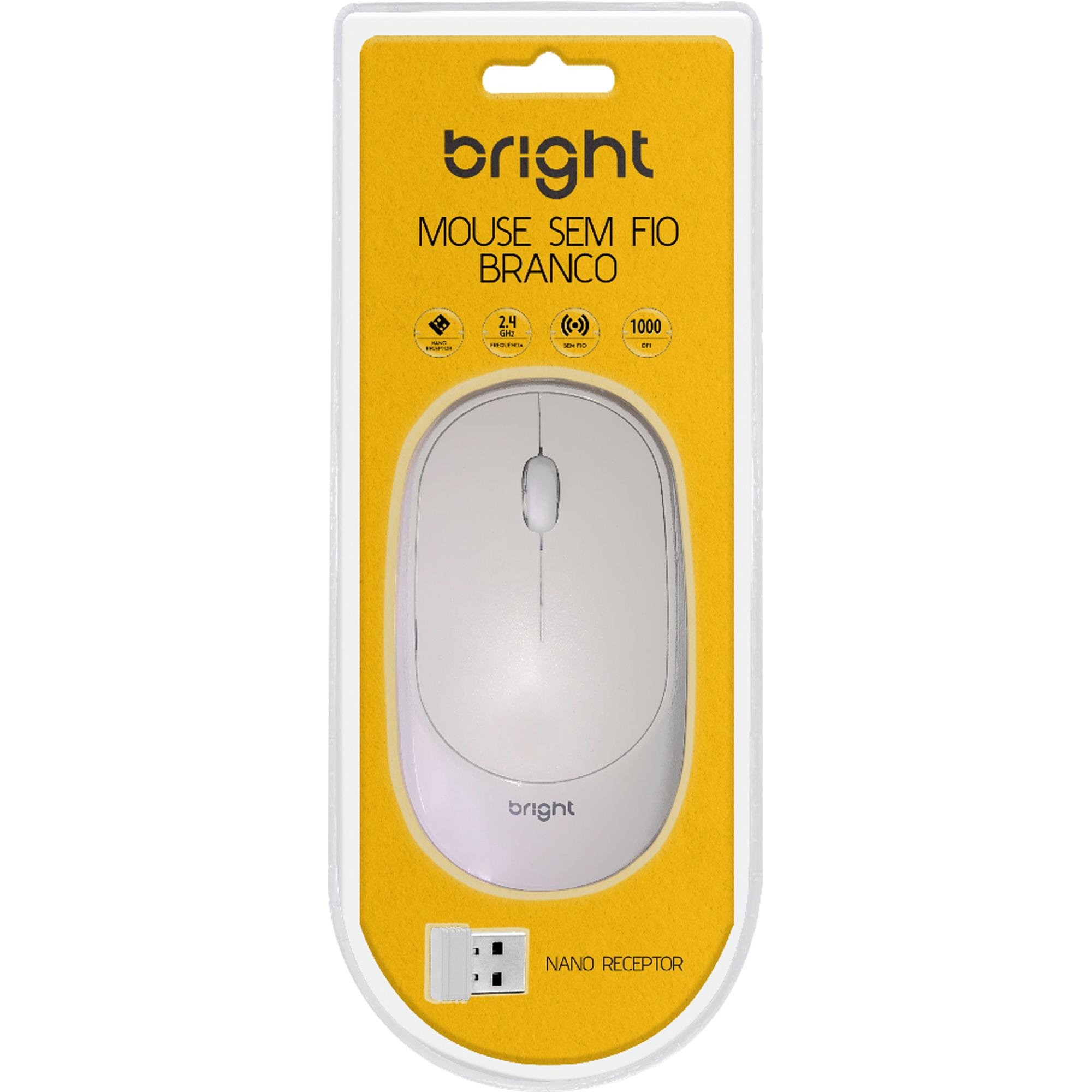 Mouse Sem Fio Bright MS001 Branco - Mundomax
