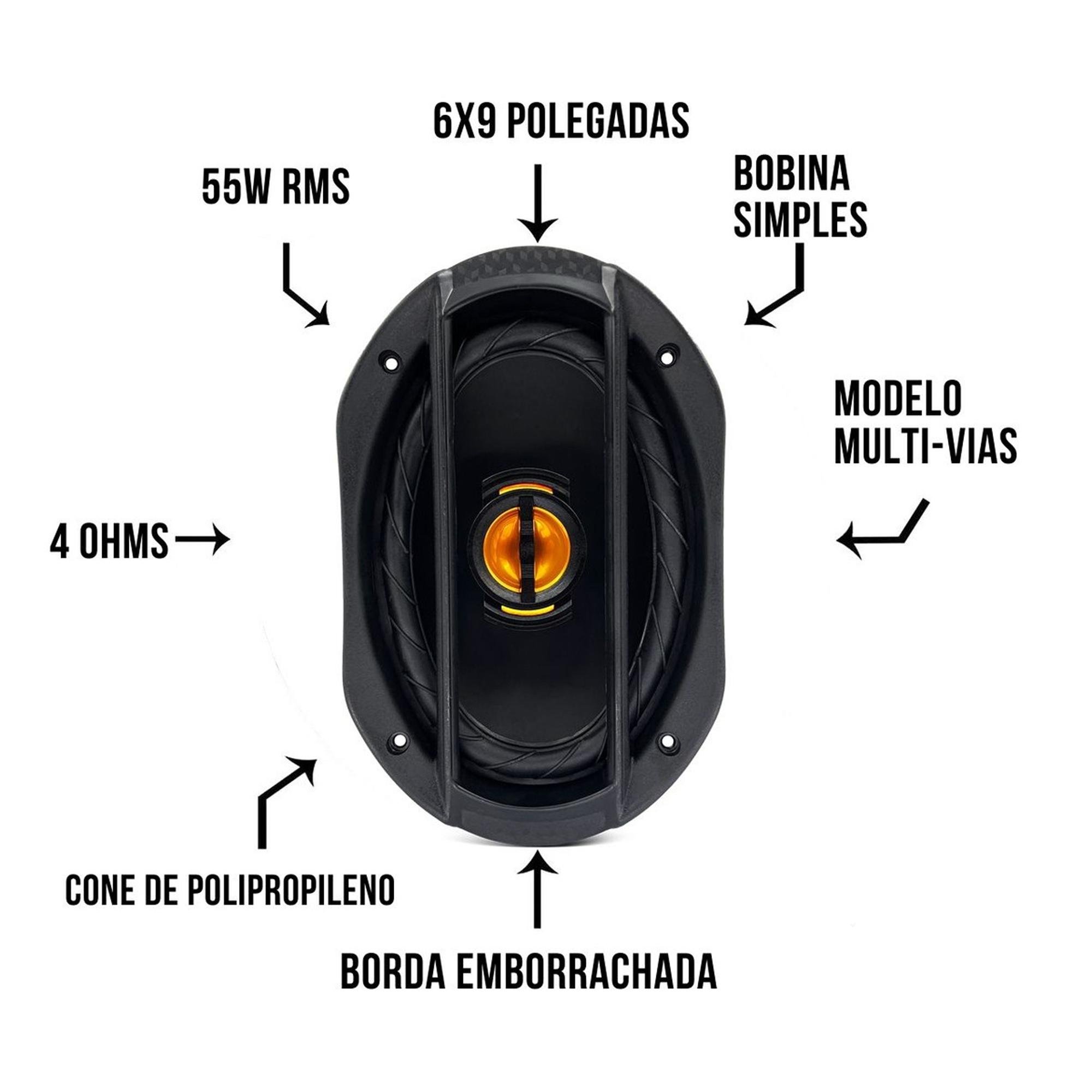 Kit Com 2 Alto-falantes Leson 5" e 6x9” 55w - Mundomax