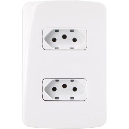 Conjunto 2 Tomadas 2P+T 10A B3 4x2 250V Branca Margirius - Mundomax